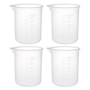 uxcell measuring cup 150ml pp plastic graduated beaker transparent for lab kitchen liquids 4pcs