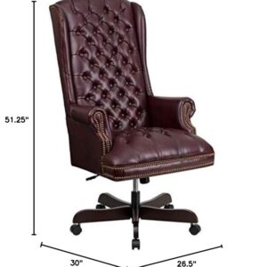 Scranton & Co Traditional Leather Executive Office Chair in Burgundy Red