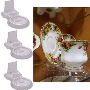 HOHIYA 12 Pcs Tea Cup and Saucer Display Stand Teacup Holder Rack Taiwan Made Clear Color