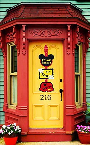 RORARO Mickey Mouse Birthday Welcome Door Sign Felt Decorations Welcome Hanger-Come inside its fun inside-Disney Decorations Supplies Birthday banner Party Favor