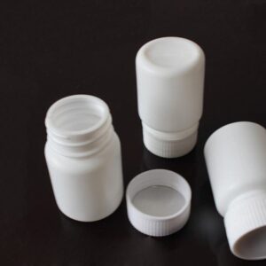 50PCS White Empty Solid Plastic Bottle Case Holder Container Vials Box with Screw Cap for Powder Sample Storage (20ml)