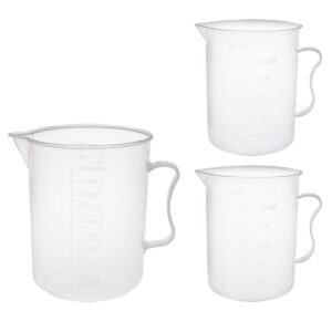 uxcell measuring cup 300ml 300ml 1000ml set of 3, pp plastic graduated beaker transparent with handle for lab kitchen liquids