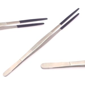 ddp new tweezers rubber pvc coated tips 12" stainless steel forceps steam ultrasonic cleaning