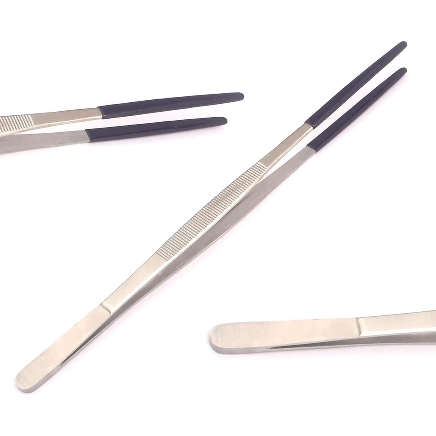 DDP NEW TWEEZERS RUBBER PVC COATED TIPS 12" STAINLESS STEEL FORCEPS STEAM ULTRASONIC CLEANING