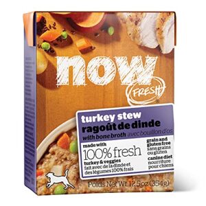 now fresh wet dog food - 12.5 oz (12 ct) - grain free wet dog food -turkey stew with bone broth recipe - for small, medium and large breed dogs