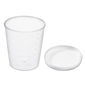 uxcell Measuring Cup 30ml Plastic Graduated Beaker Transparent with Lid for Lab Kitchen liquids 10pcs