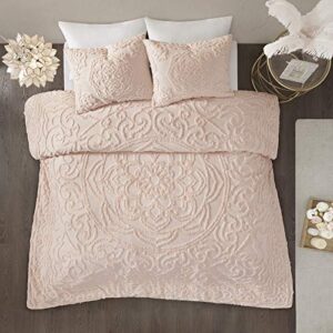 Madison Park - MP10-5878 Laetitia Shabby Chic All Season Down Alternative Bed Set with Matching Shams, King/Cal King(104"x92"), Floral Blush 3 Piece