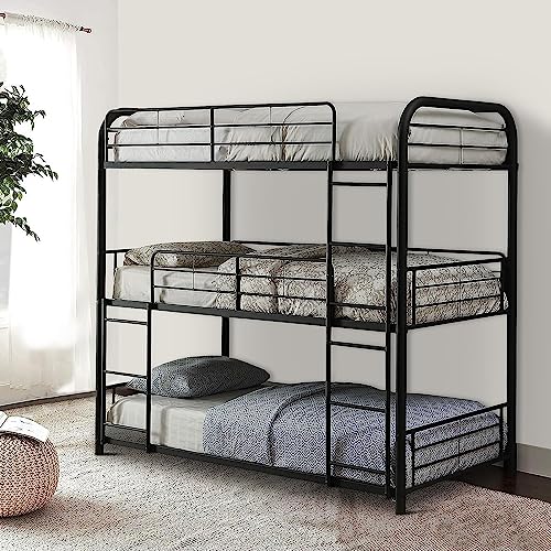 Acme Cairo Metal Frame Full Triple Bunk Bed in Sandy Black