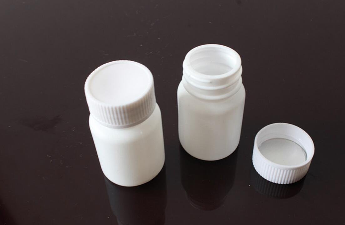 50PCS White Empty Solid Plastic Bottle Case Holder Container Vials Box with Screw Cap for Powder Sample Storage (20ml)