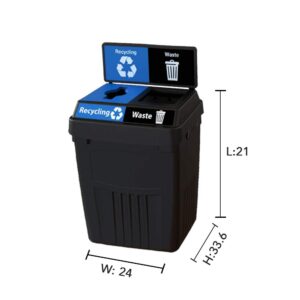 CleanRiver Flex E Bin - 50 Gallons | 2-in-1 Streams | Recycling, & Waste Basket with Backboard | Black Color