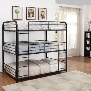 Acme Cairo Metal Frame Full Triple Bunk Bed in Sandy Black