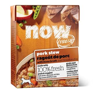 now fresh wet dog food, 12.5 oz (12 ct) - grain free wet dog food - pork stew with bone broth - healthy diet for small, medium and large breed dogs