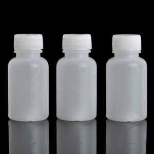 gdgy 50pcs 30ml 1oz pe plastic empty small mouth graduated lab chemical container reagent bottle sample sealing liquid medicine bottle (50pcs 30ml, 1)