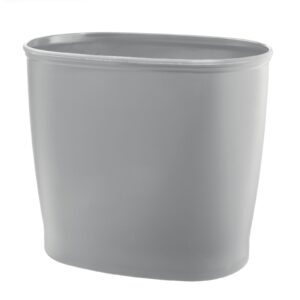 mDesign Plastic Oval Small 2.25 Gallon/8.5 Liter Trash Can Wastebasket, Garbage Container Bin for Bathroom, Kitchen, Office, Dorm - Holds Waste, Refuse, Recycling, Hyde Collection, Gray