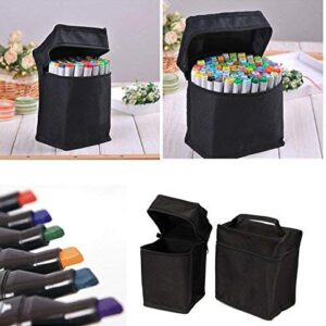 Multifunction Large Capacity Black Folding Marker Pen Canvas Pencil Case Pen Storage Bag Can Hold 24-80 pcs Markers Pen (S and L)