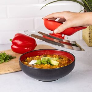 Spoon Buddy - Utensil Rest/Holder - Suction Cup Attaches to Pot Lid on Stove - Holds Spoons, Ladles, Spatulas - Kitchen Cooking without Mess on Counter or Stovetop - 2 pack Red