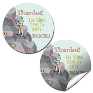 rock climbing birthday party thank you sticker labels, 40 2" party circle stickers by amandacreation, great for party favors, envelope seals & goodie bags