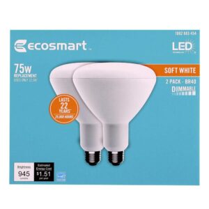 ecosmart 75-watt equivalent br40 dimmable led light bulb soft white (2-pack)