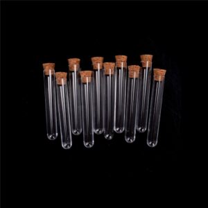 WarmShine 30 Pack 6ml Clear Plastic Test Tubes with Wood Cork Stoppers for Scientific Experiments Party Favor,12x75mm