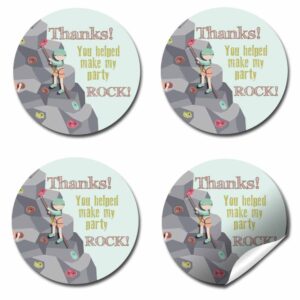 Rock Climbing Birthday Party Thank You Sticker Labels, 40 2" Party Circle Stickers by AmandaCreation, Great for Party Favors, Envelope Seals & Goodie Bags