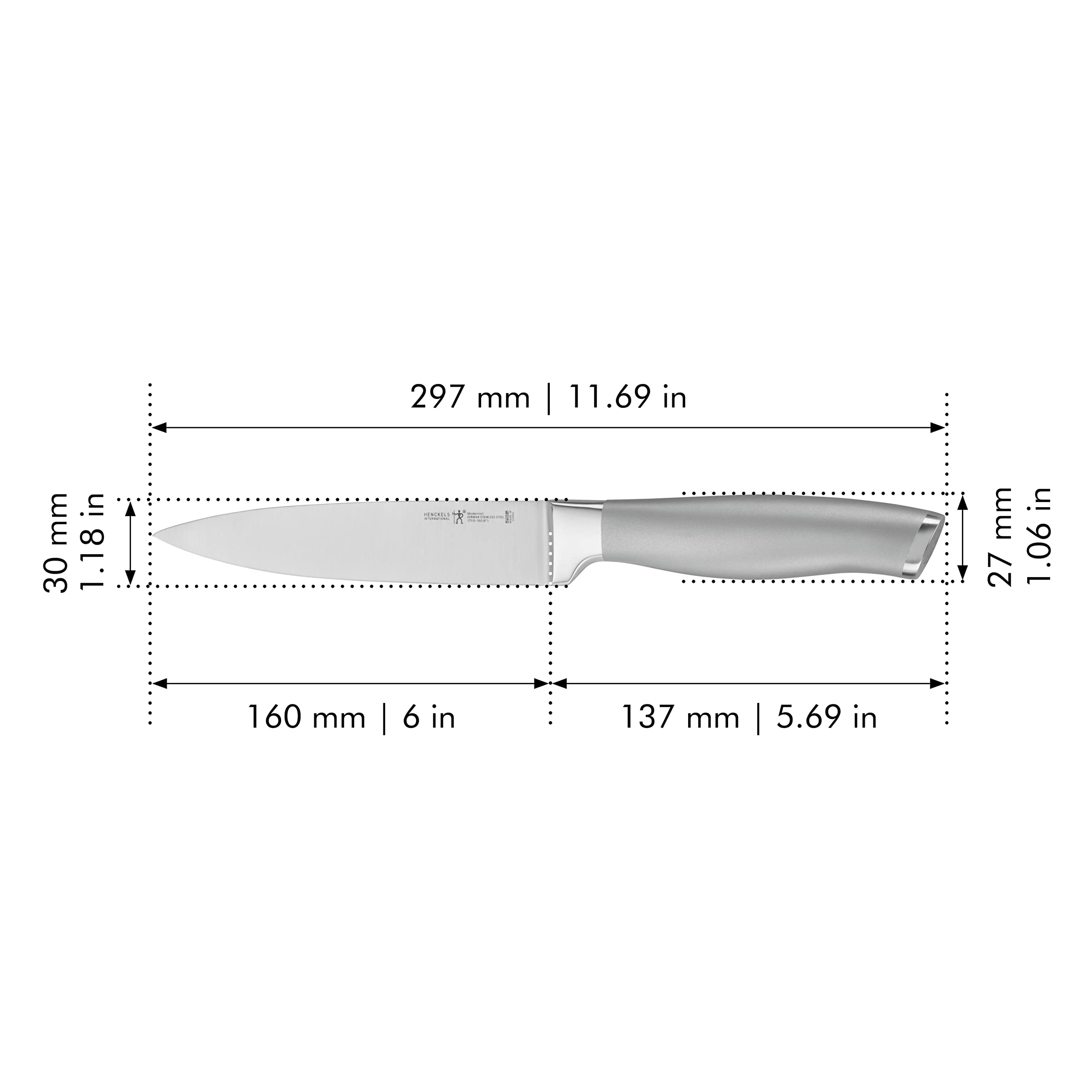 HENCKELS Modernist Razor-Sharp 6-inch Utility Knife, Tomato Knife, German Engineered Informed by 100+ Years of Mastery, Gray