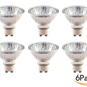 CTKcom 20W MR16 Halogen Light Bulbs GU10 Base(6 Pack)- 120Volt 20Watt MR16 Halogen Lamp with UV Glass Cover Spotlight Flood Light Bulb,Halogen Reflector Fiber Optic Bulb 2000 Life Hours GU10 120V 20W