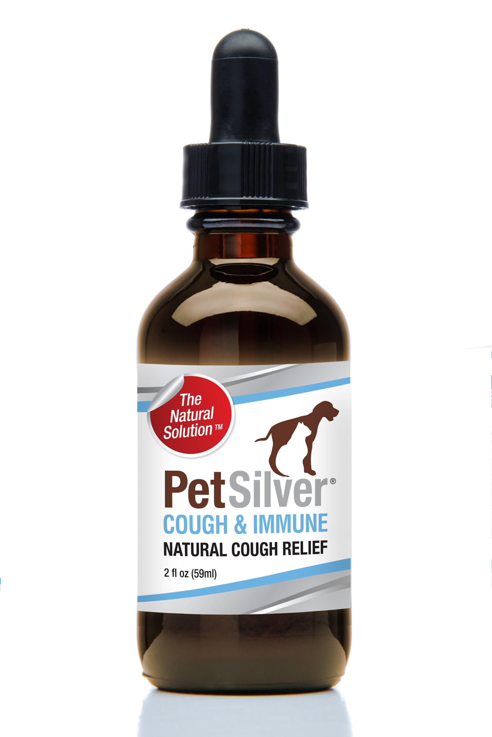 PetSilver Immune Support - Chelated Silver Formula - Promotes Respiratory Health in Cats & Dogs - Sinus & Kennel Cough Treatment - Natural Antibiotic - Allergy Relief - Easy-to-Use Dropper - 2 fl oz