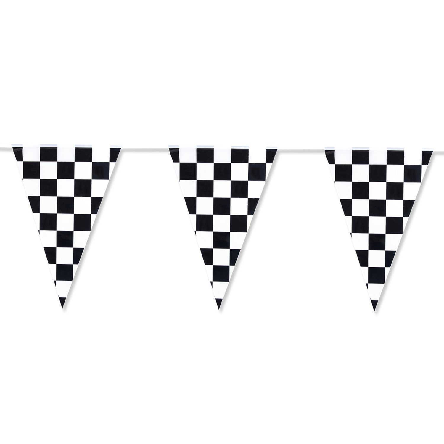 100 Foot Long Race Track Car Finish Line Black and White Plastic Pennant Party Checker Pattern String Curtain Banner for Decorations, Birthdays, Event Supplies, Festivals, Children & Adults