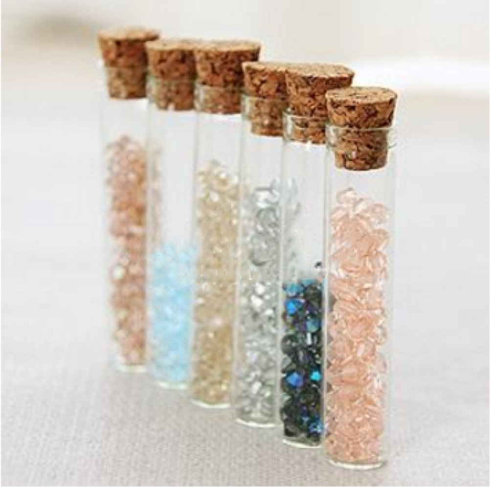 WarmShine 30 Pack 6ml Clear Plastic Test Tubes with Wood Cork Stoppers for Scientific Experiments Party Favor,12x75mm