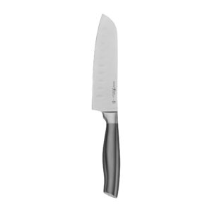 henckels graphite razor-sharp hollow edge santoku knife 5-inch, german engineered informed by 100+ years of mastery, gray