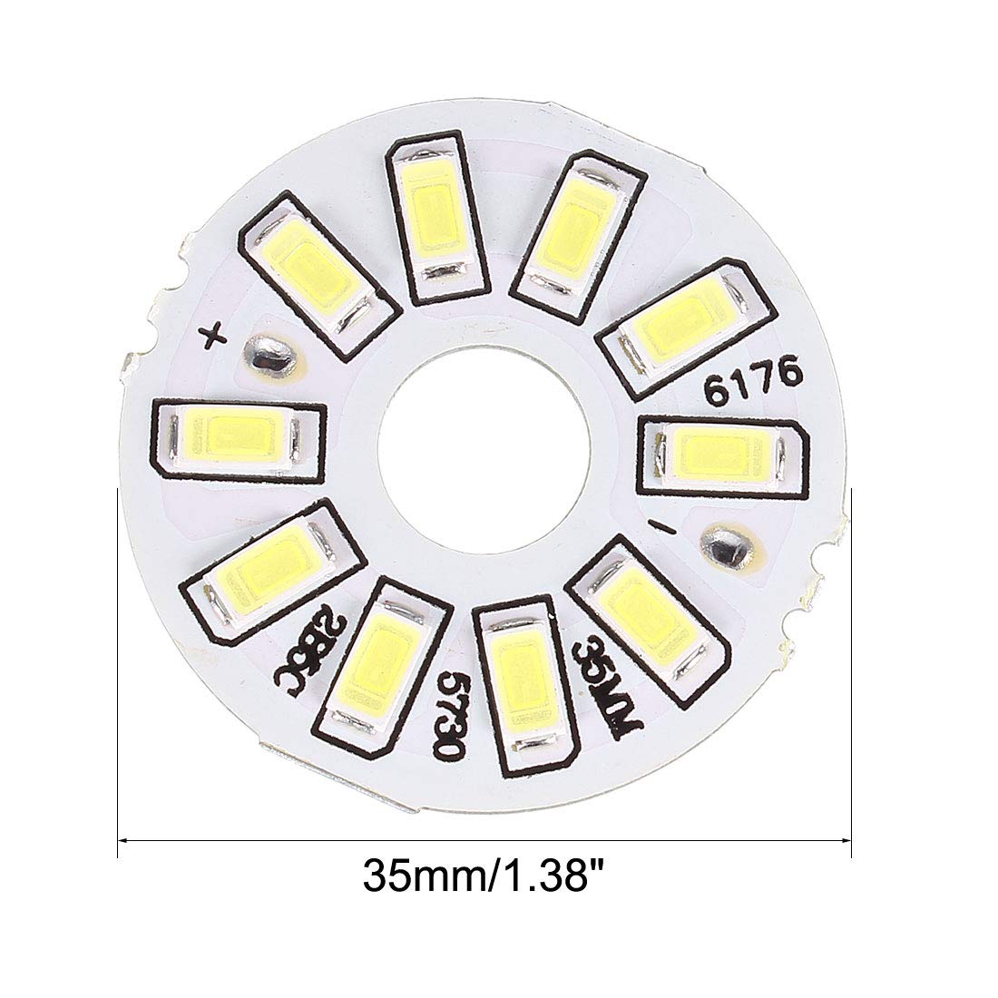 uxcell LED Chip Bulb 300mA 5W 10 LEDs 5730 Surface Mounted Devices Module Aluminum Board Pure White Super Bright 35mm Dia 5pcs for Floodlight