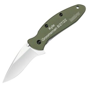 palmetto wood shop - engraved kershaw scallion 1620ol pocket knife gift for men, folding knife for hunting, fishing, camping, everyday carry - 2.25-inch stainless steel blade, 3.5-inch aluminum handle