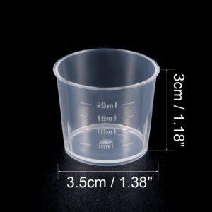 uxcell Measuring Cup 20ml PP Plastic Graduated Beaker Clear for Lab Kitchen liquids 20pcs