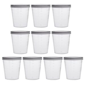 uxcell measuring cup 30ml plastic graduated beaker transparent with lid for lab kitchen liquids 10pcs