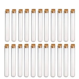 warmshine 30 pack 6ml clear plastic test tubes with wood cork stoppers for scientific experiments party favor,12x75mm