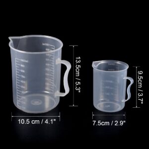 uxcell Measuring Cup 300ml 300ml 1000ml Set of 3, PP Plastic Graduated Beaker Transparent with Handle for Lab Kitchen Liquids