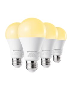 dewenwils 4-pack dimmable led a19 light bulb, 800 super bright, 2700k soft warm light bulb, 10w (60 watt equivalent) led bulb, e26 medium screw base, ul listed