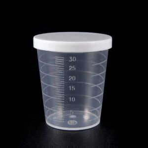 uxcell Measuring Cup 30ml Plastic Graduated Beaker Transparent with Lid for Lab Kitchen liquids 10pcs