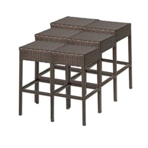 bowery hill backless outdoor wicker bar stools in espresso (set of 6)