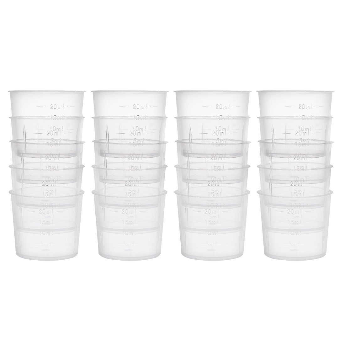 uxcell Measuring Cup 20ml PP Plastic Graduated Beaker Clear for Lab Kitchen liquids 20pcs