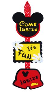 roraro mickey mouse birthday welcome door sign felt decorations welcome hanger-come inside its fun inside-disney decorations supplies birthday banner party favor