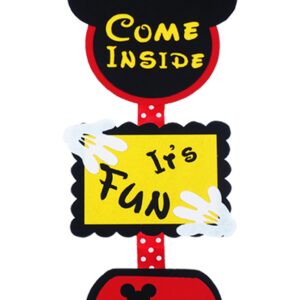 RORARO Mickey Mouse Birthday Welcome Door Sign Felt Decorations Welcome Hanger-Come inside its fun inside-Disney Decorations Supplies Birthday banner Party Favor