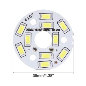 uxcell LED Chip Bulb 300mA 5W 10 LEDs 5730 Surface Mounted Devices Module Aluminum Board Pure White Super Bright 35mm Dia 5pcs for Floodlight