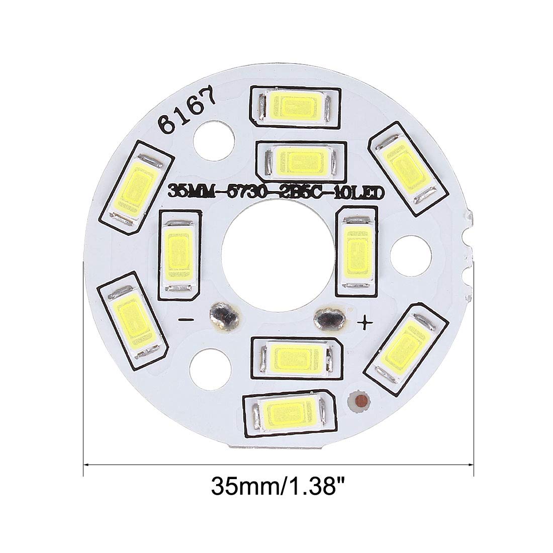 uxcell LED Chip Bulb 300mA 5W 10 LEDs 5730 Surface Mounted Devices Module Aluminum Board Pure White Super Bright 35mm Dia 5pcs for Floodlight