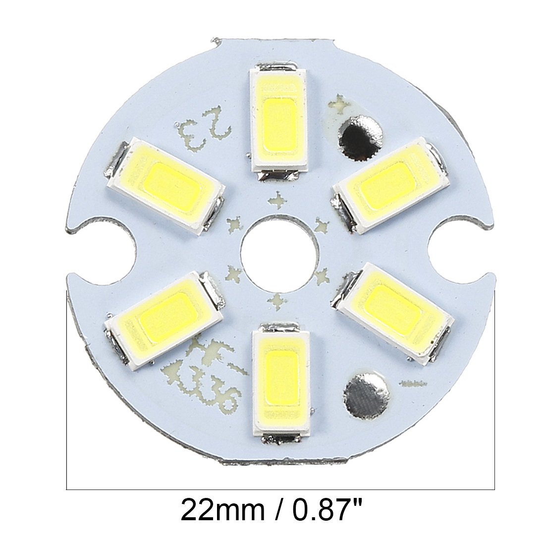 uxcell LED Chip Bulb 300mA 3W 6 LEDs 5730 Surface Mounted Devices Module Aluminum Board Pure White Super Bright 22mm Dia 5pcs for Floodlight