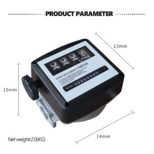 Mechanical Fuel Meter 4-Digit Diesel Fuel Oil Flow Mechanical Fuel Flow Meter Flowmeter for Disel Tank Transfer Pumps 25mm (1" Internal Thread) 5-30 GPM/20-120L/Min