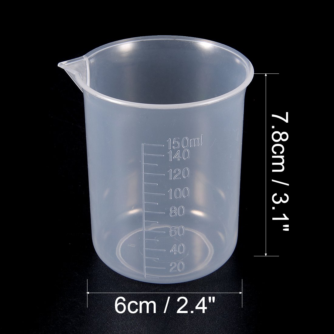 uxcell Measuring Cup 150ml PP Plastic Graduated Beaker Transparent for Lab Kitchen liquids 4pcs