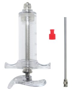 20ml plastic syringe with 10ga blunt tip needle 4" and storage caps - great for refilling vegetable glycerin - glue applicator - oil dispensing