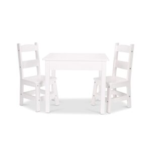 Melissa & Doug Toddler-Sized Kids White Wooden Furniture - Table and 4 Chairs