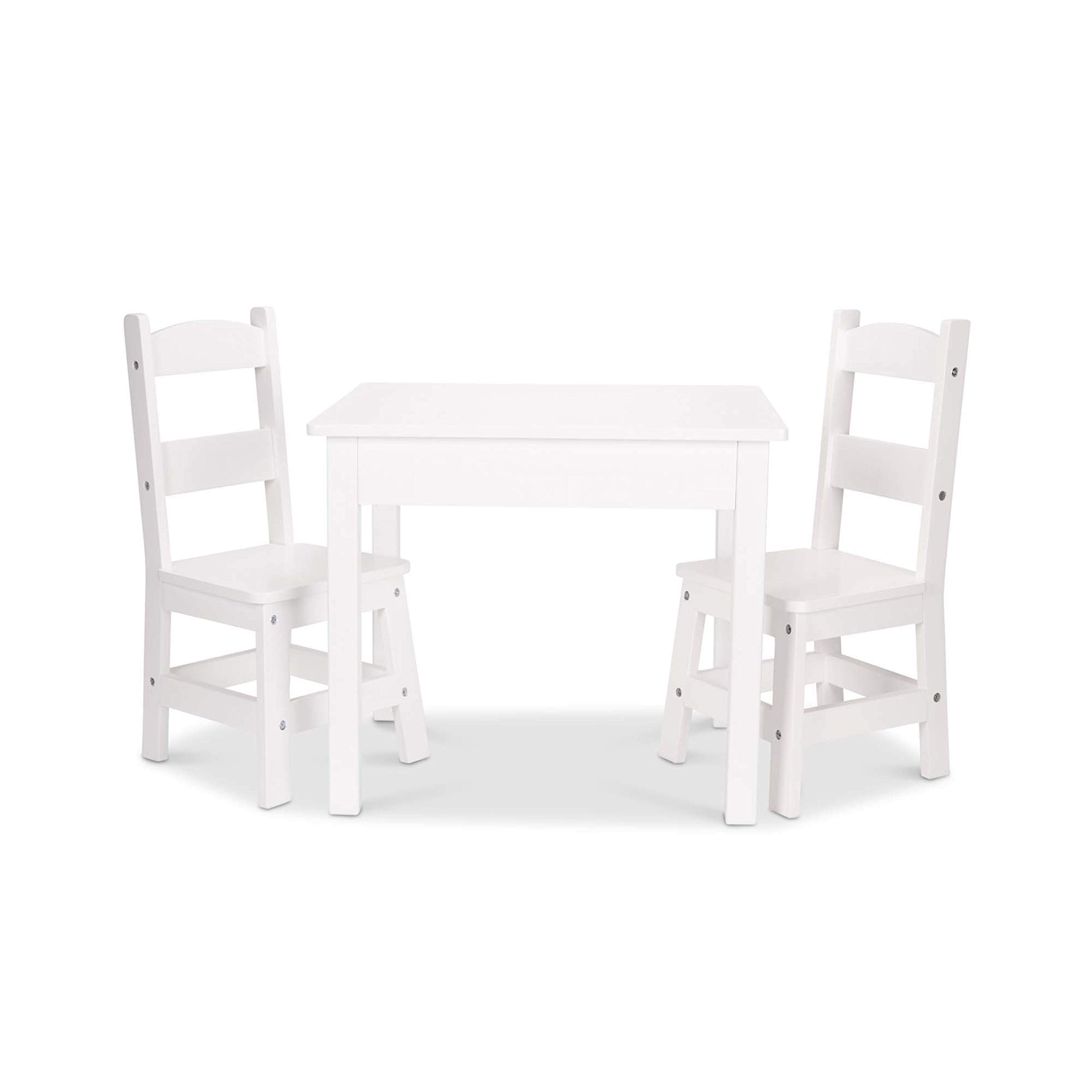 Melissa & Doug Toddler-Sized Kids White Wooden Furniture - Table and 4 Chairs